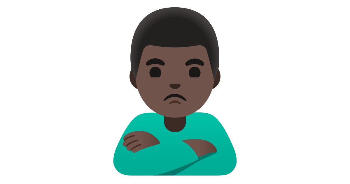 🙎🏿‍♂️ Homme Qui Boude : Peau Foncée Emoji