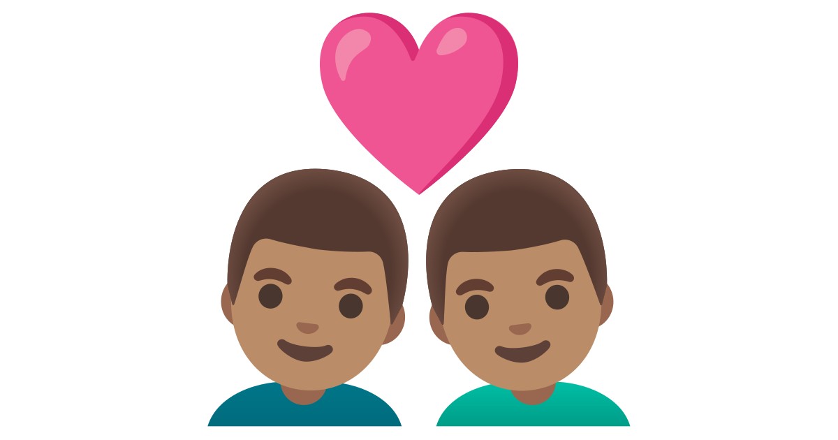 👨🏽‍ ️‍👨🏽 Pareja Enamorada: Hombre, Hombre, Tono De Piel Medio Emoji