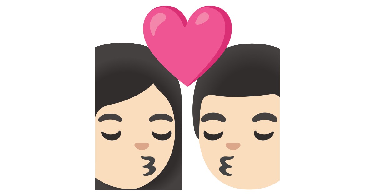 👩🏻‍ ️‍💋‍👨🏻 Bacio Tra Coppia: Donna, Uomo E Carnagione Chiara Emoji