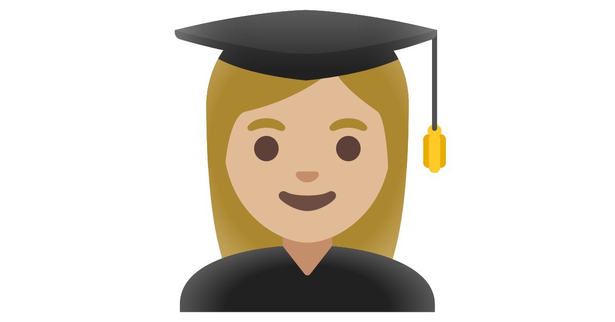 👩🏼‍🎓 Estudiante Mujer: Tono De Piel Claro Medio Emoji