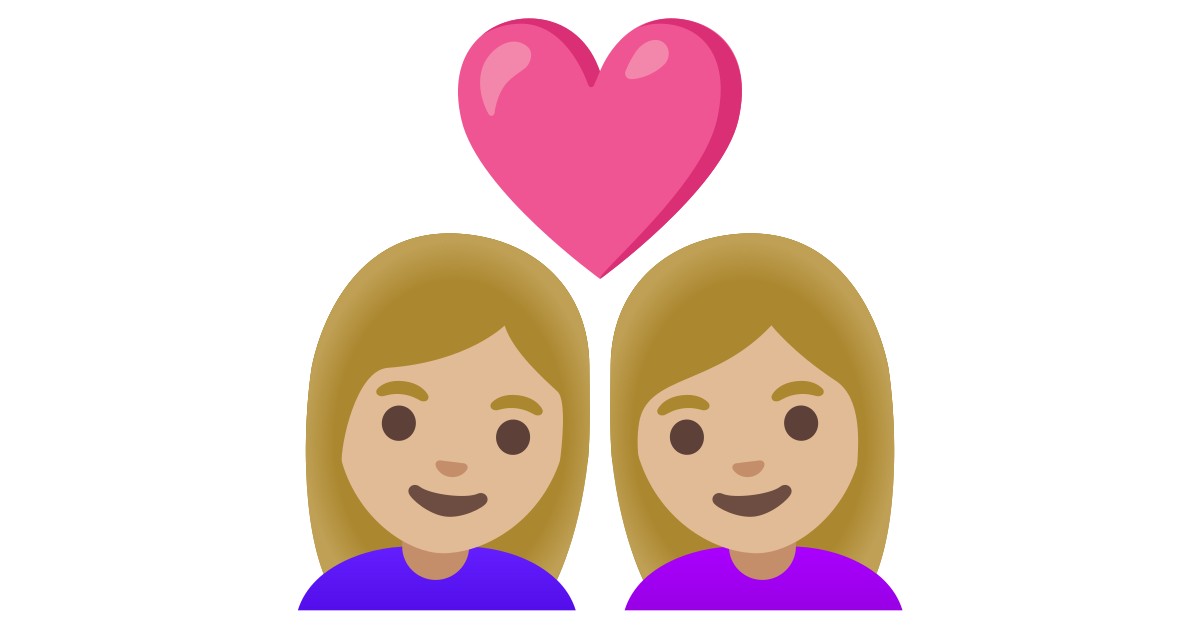 👩🏼‍ ️‍👩🏼 Couple With Heart: Woman, Woman, Medium-light Skin Tone Emoji ...