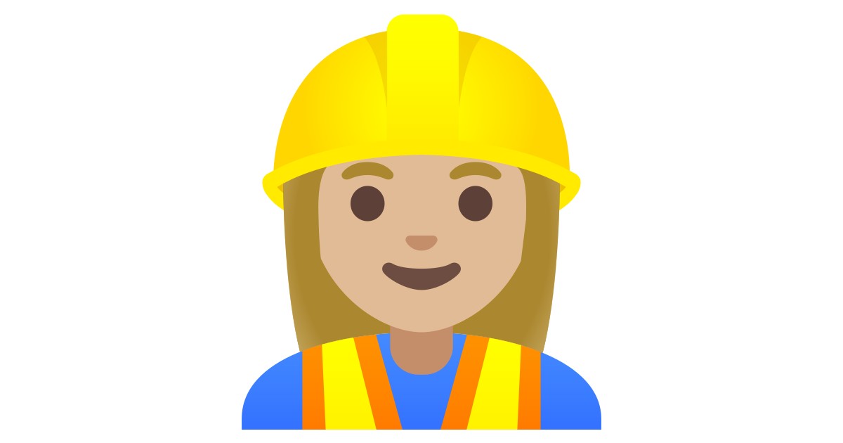👷🏼‍♀️ Woman Construction Worker: Medium-light Skin Tone Emoji in 100 ...