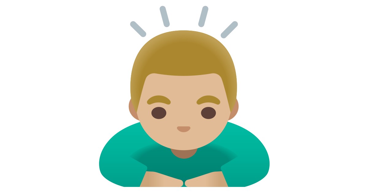 🙇🏼‍♂️ Hombre Haciendo Una Reverencia: Tono De Piel Claro Medio Emoji