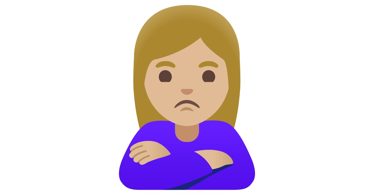 🙎🏼‍♀️ Femme Qui Boude : Peau Moyennement Claire Emoji