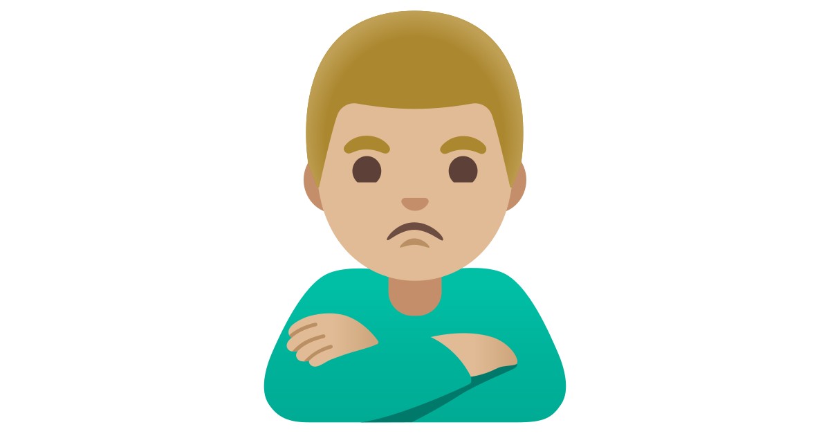 🙎🏼‍♂️ Homme Qui Boude : Peau Moyennement Claire Emoji