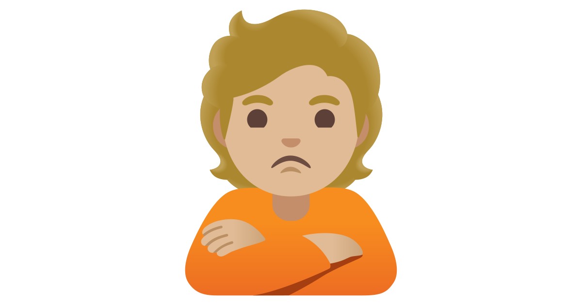 🙎🏼 Personne Qui Boude : Peau Moyennement Claire Emoji