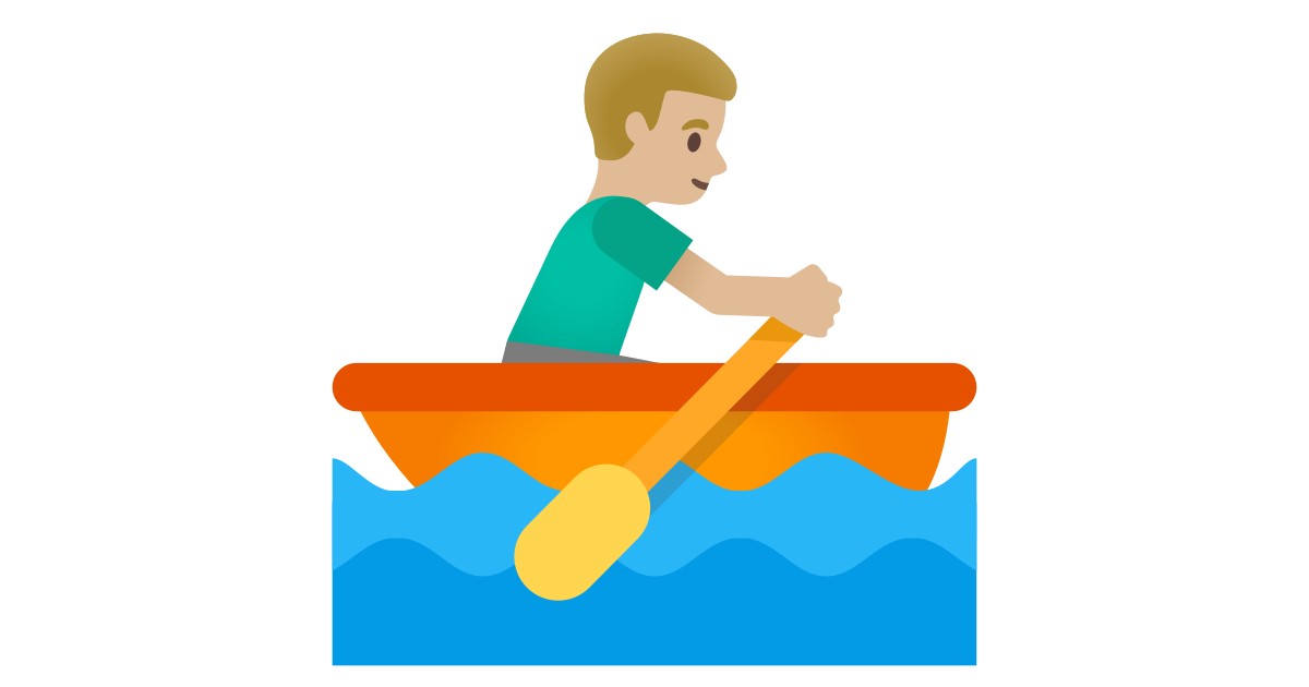 🚣🏼‍♂️ Homem Remando: Pele Morena Clara Emoji