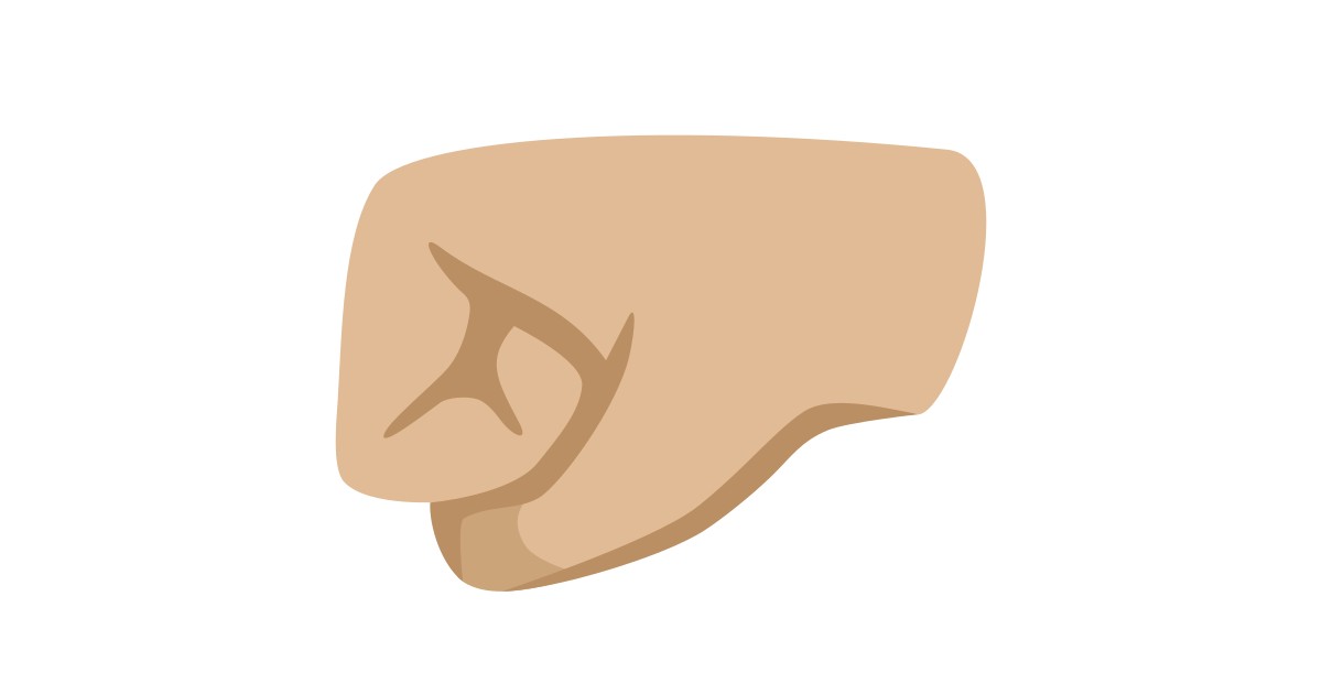 🤛🏼 Poing à Gauche : Peau Moyennement Claire Emoji