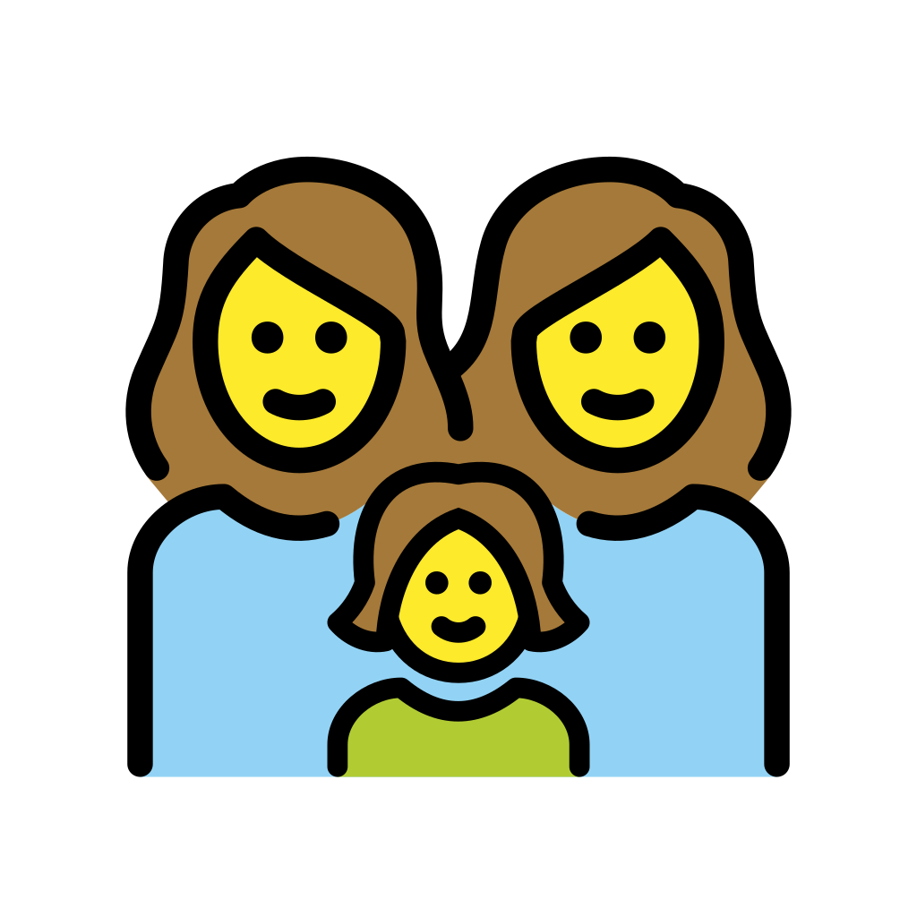 👩‍👩‍👧 Family: Woman, Woman, Girl Emoji, Family: Mothers, Daughter Emoji