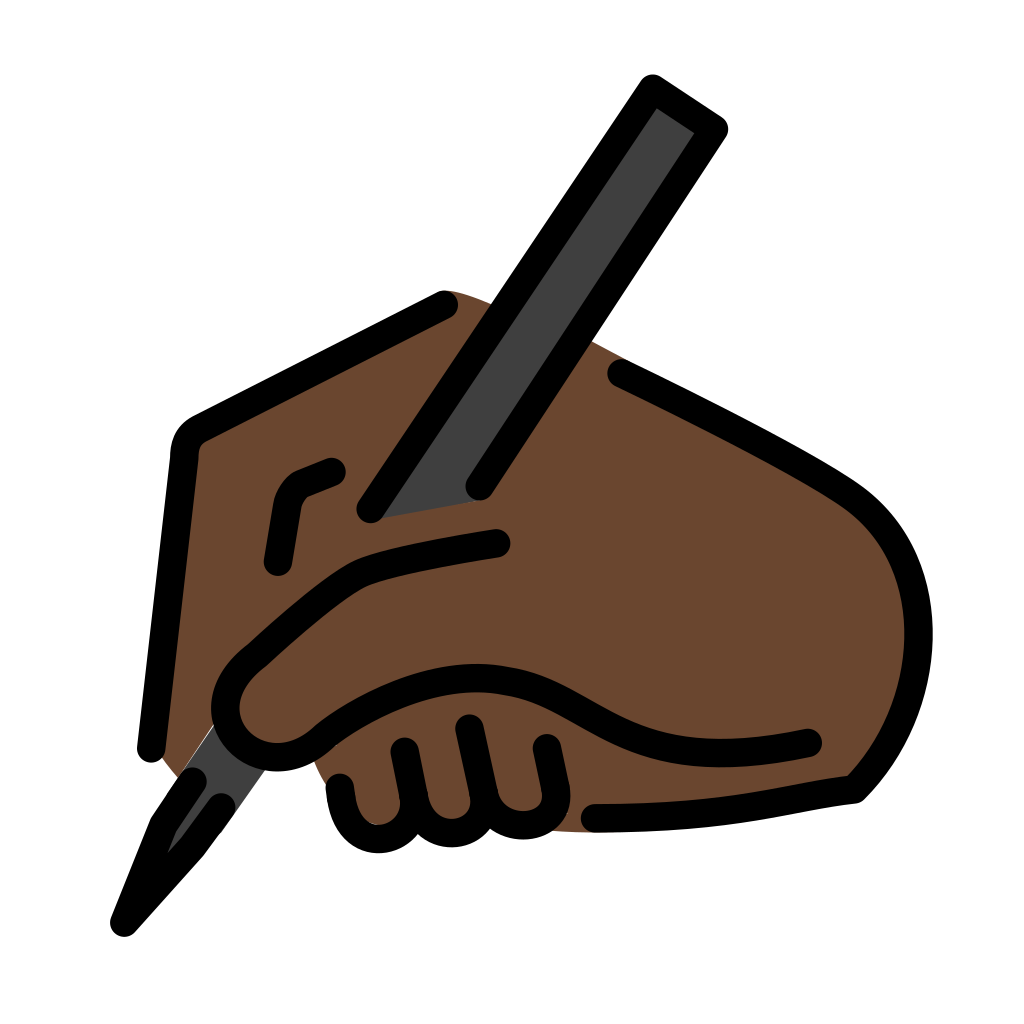 🏿 Main Qui Écrit : Peau Foncée Emoji