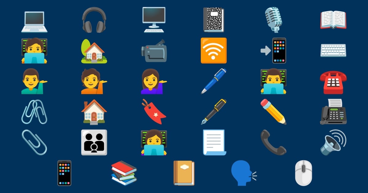 💻 Working From Home Emojis 📎 🔖 🖥️ 📱 📲 📓 🏠