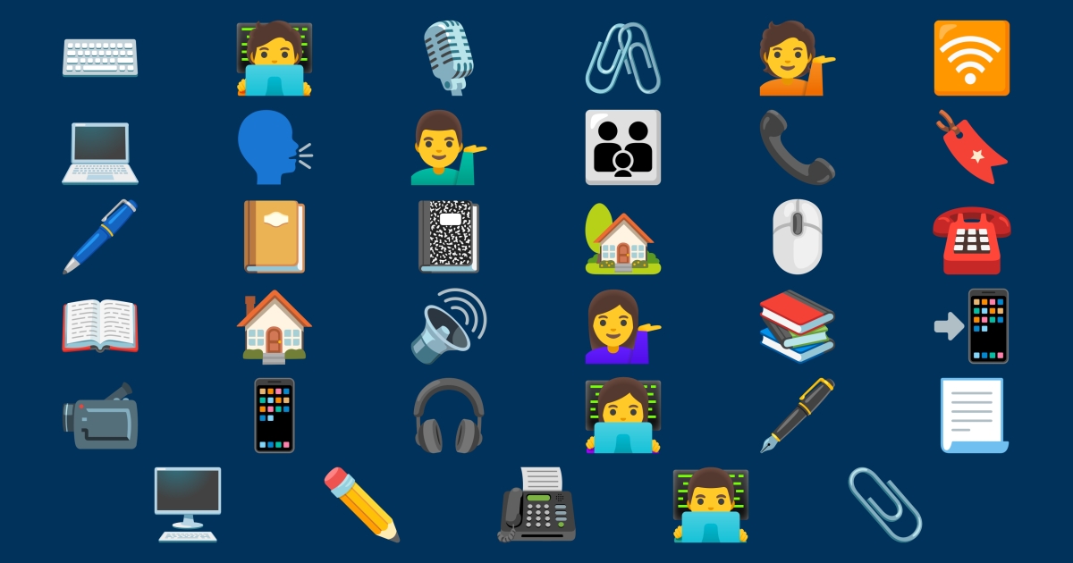 💻 Télétravail Emojis 📞 📔 🏠 📖 ⌨️ 🏡