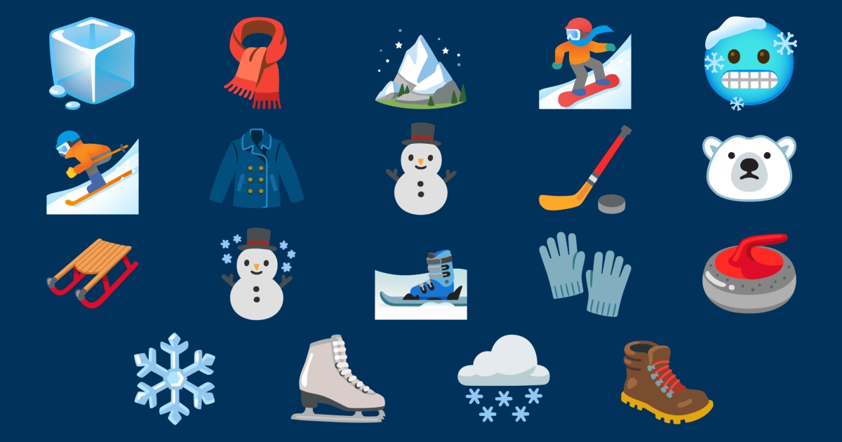 ⛄ Winter Emojis 🛷 🧣 🧥 ⛸️ ⛷️ 🎿