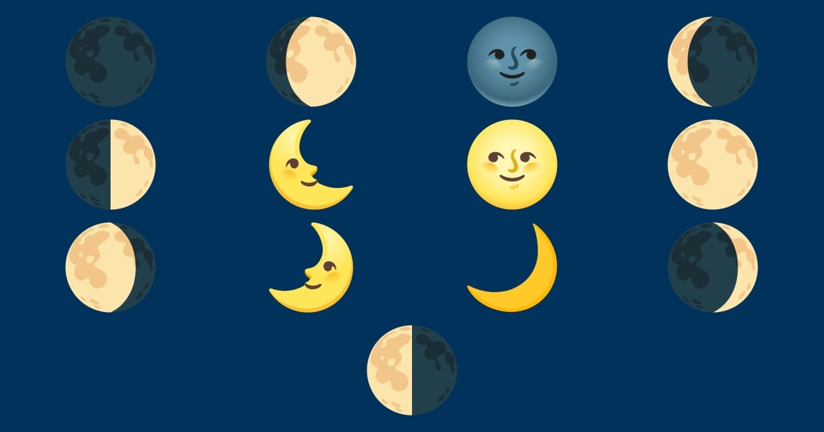 🌗 Moon Phases / Lunar Phases Emojis 🌑 🌒 🌓 🌔 🌕 🌖 🌗 🌘