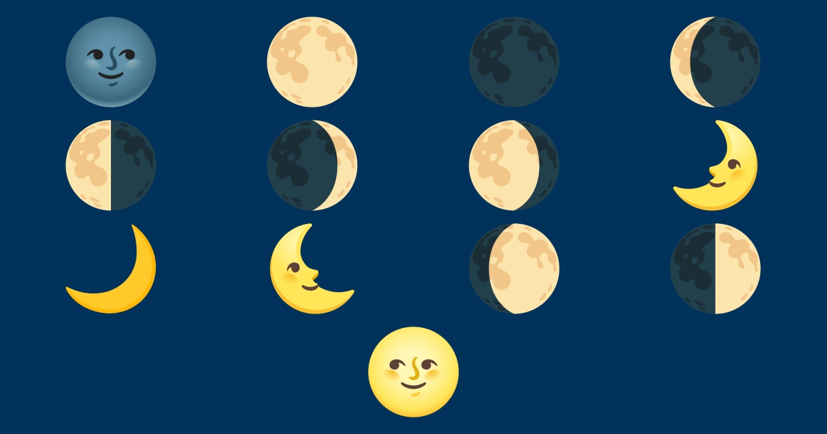 🌗 Fasi lunari Emoji 🌑 🌒 🌓 🌔 🌕 🌖 🌗 🌘