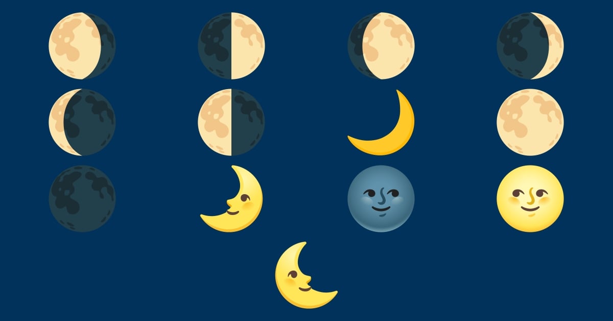 🌗 Fases Lunares / Fases de la Luna Emojis 🌑 🌒 🌓 🌔 🌕 🌖 🌗 🌘