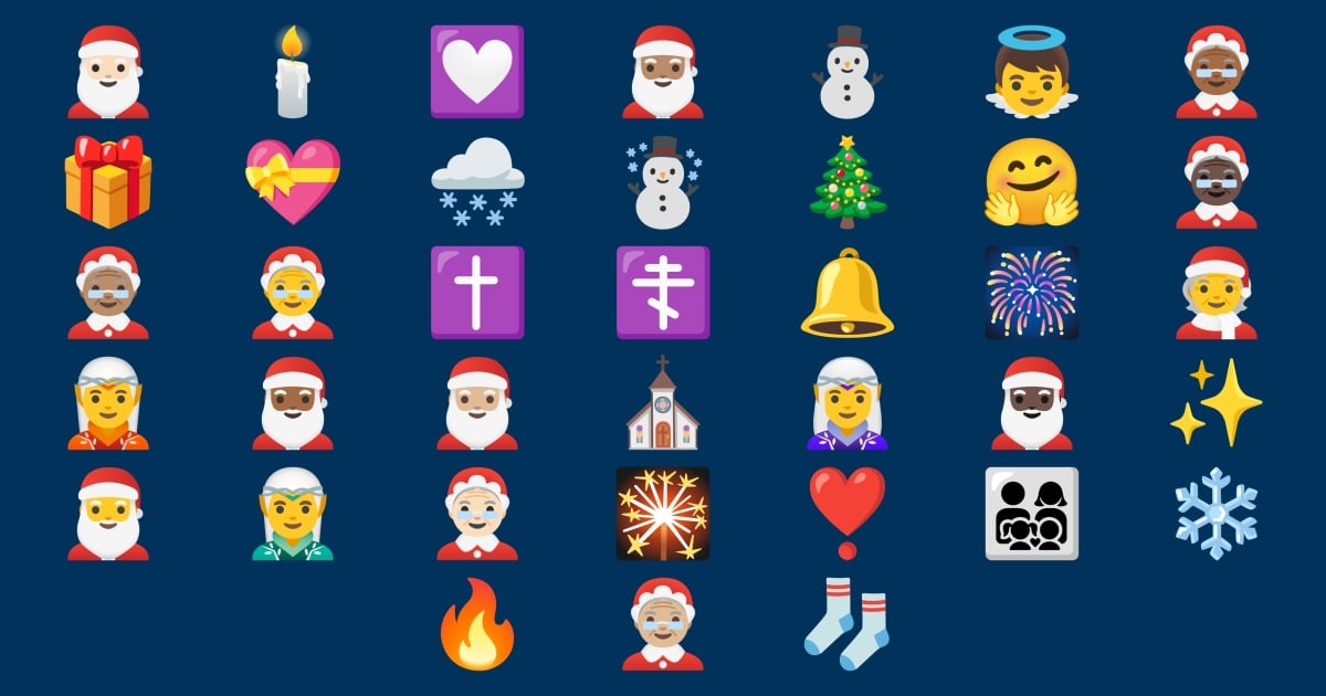 🎄 Noël Emojis ⛪ 🎅🏾 🧝‍♀️ 🧑‍🎄 ⛄ ️ 🎇