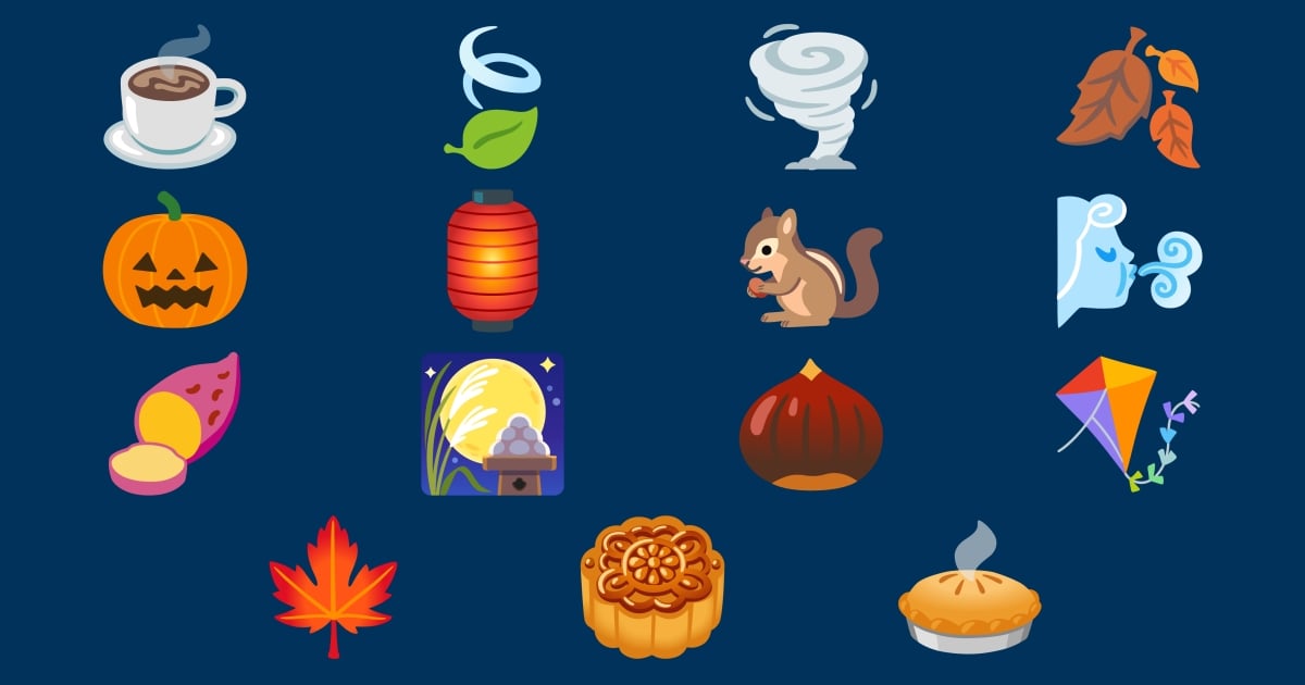 🍁 Otoño Emojis 🌪️ 🌬️ 🍃 🍂 🏮 🎃