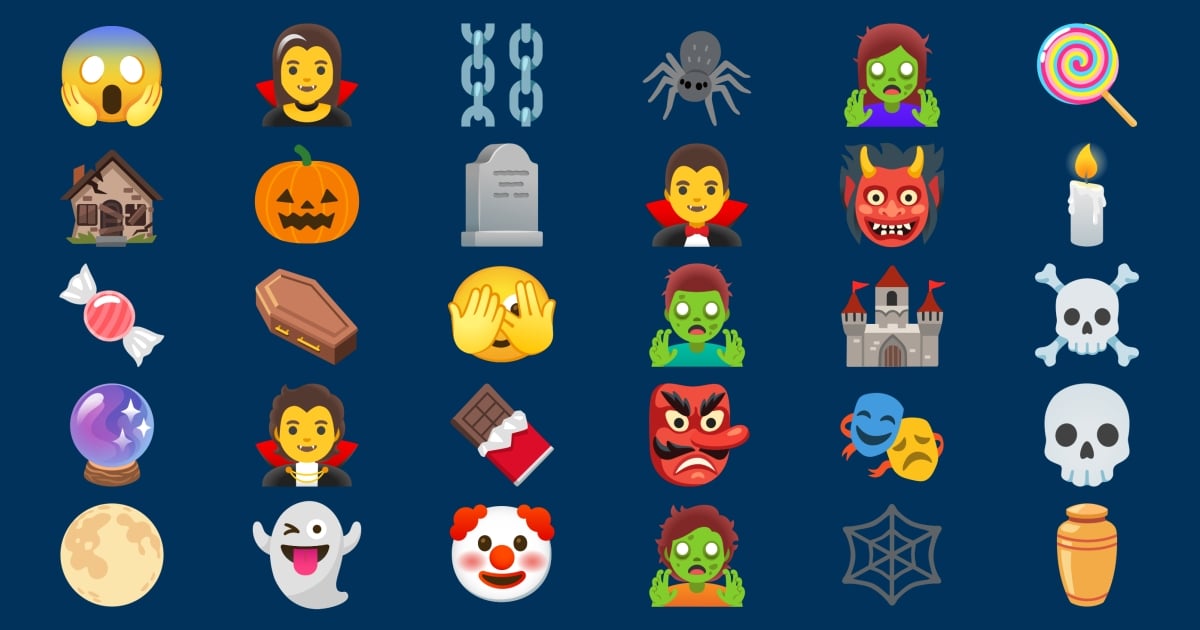 🎃 Halloween Emojis ☠️ 🍬 🏚️ 👻 🫣 👺 💀
