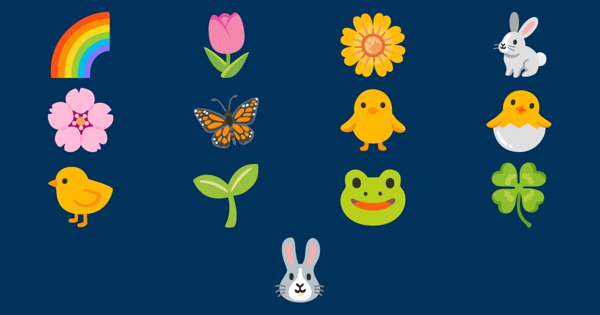 🌷 Spring Emojis 🐤 🐥 🐰 🐸 🌸 🌈
