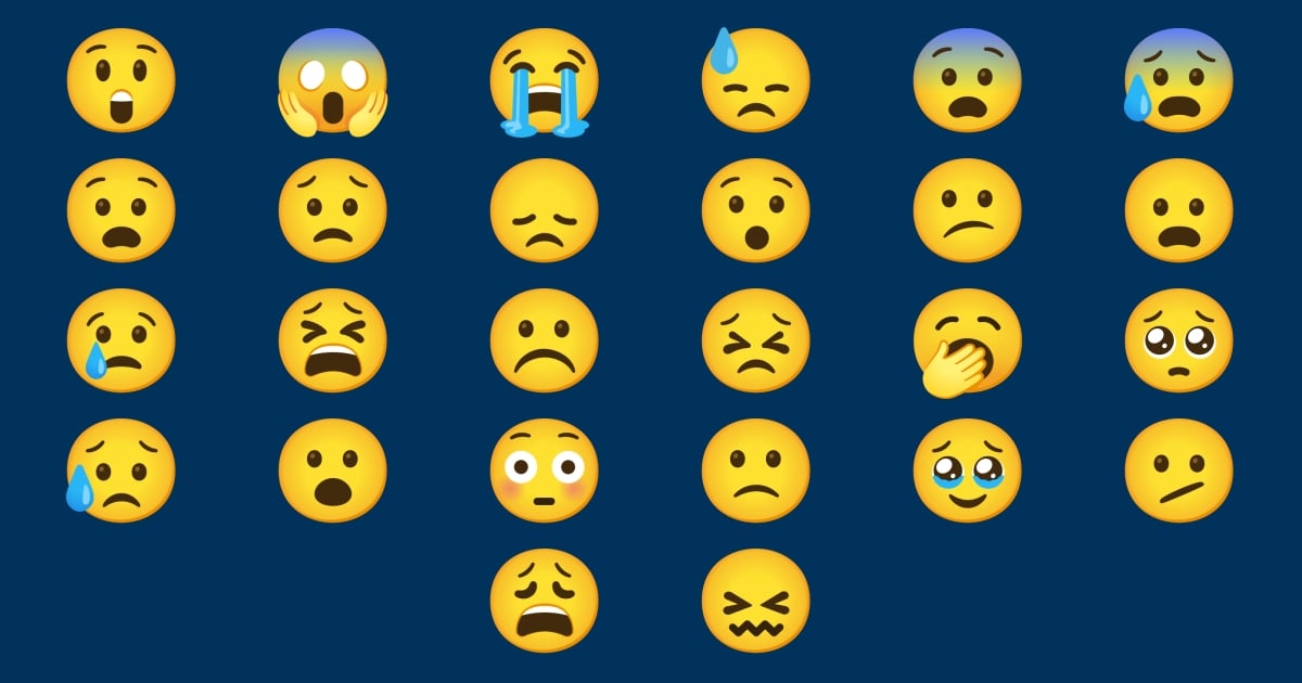 😕 Caras Preocupadas Emojis 😩 😳 😢 🫤 😭 ☹️ 😰