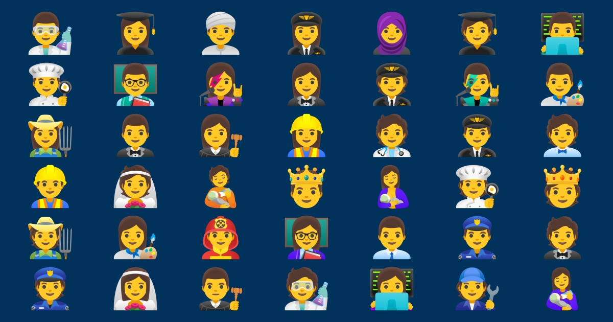 👨‍⚕️ Professions & Roles Emojis 👩‍⚖️ 🧑‍🎤 👨‍🍼 👮‍♀️ 🧑‍🍳 👰‍♂️ 👩‍🏫