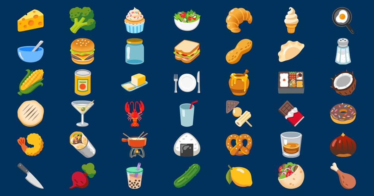🍏 Essen & Getränke Emojis 🍜 🍱 🥩 🍒 🫛 🍭 🧄