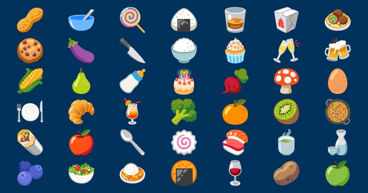 🍏 Comida & Bebida Emojis 🥢 🥨 🥬 🧅 🍥 🍜 🧊