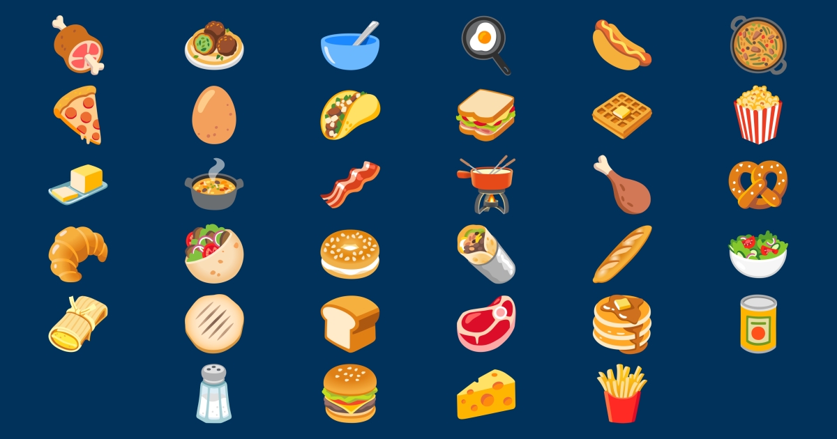 🍞 Bakery, Meals & Snacks Emojis 🍔 🥐 🥖 🥗 🥞 🧂 🍖