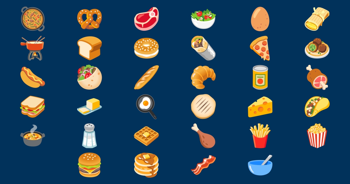 🍞 Pains & Plats Préparés Emojis 🥨 🥓 🌭 🧈 🥯 🥪 🫔
