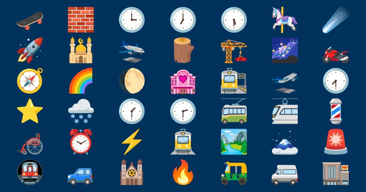 🚢 Travel & Places Emojis ⛲ ⛽ 🚃 🚐 🛰️ 🌋 🚚