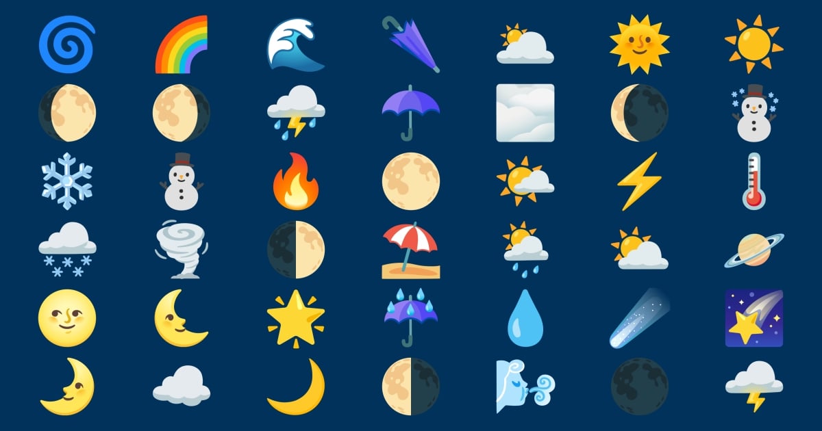 🌑 Sky & Weather Emojis 🌓 🌂 ☂️ ⭐ ☀️ 🌘 ️