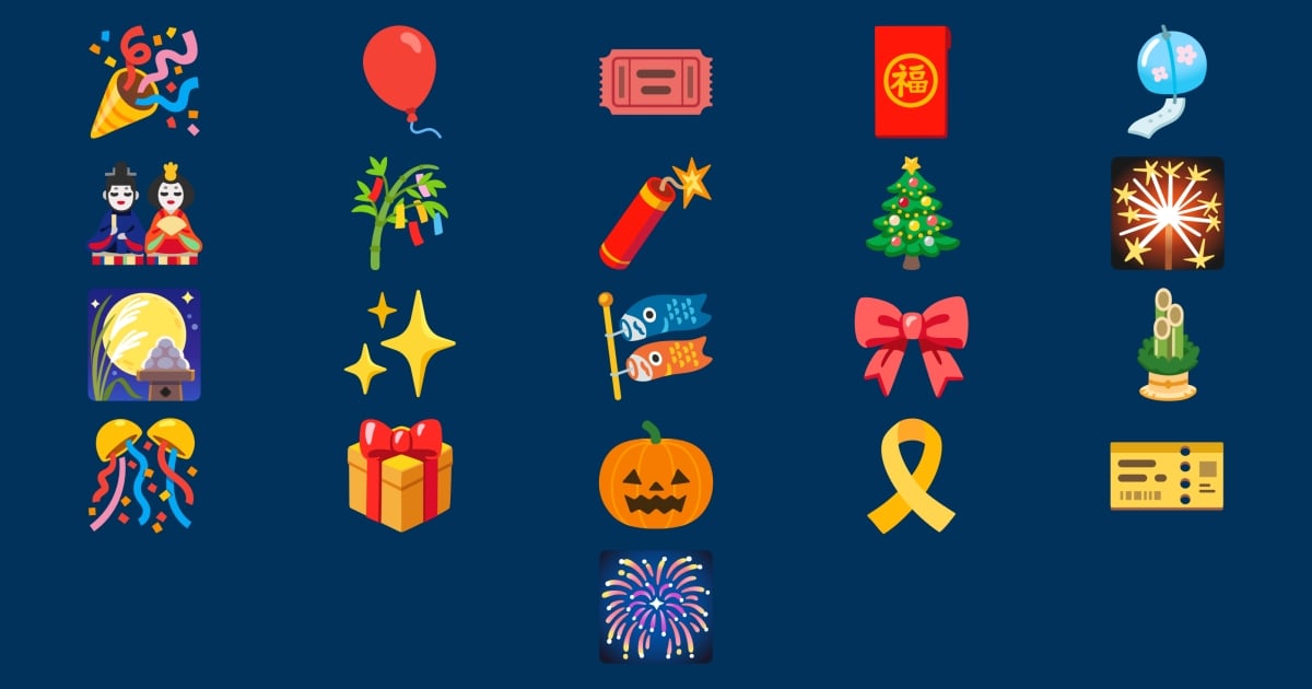 🎃 Eventos Emojis 🎗️ 🎐 🎑 🎁 🎈 🎎 🎫