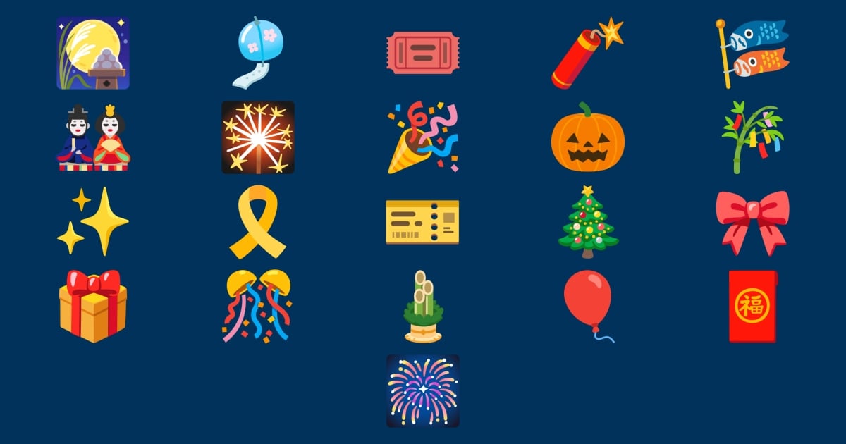 🎃 Eventos Emojis 🎀 🎈 🎐 🎍 🎫 🎗️ 🎊