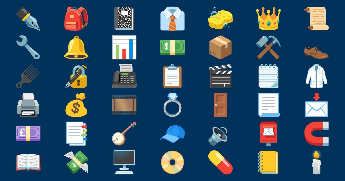 📷 Objects Emojis 🧼 👡 👟 💶 🎓 ⚙️ 🔍