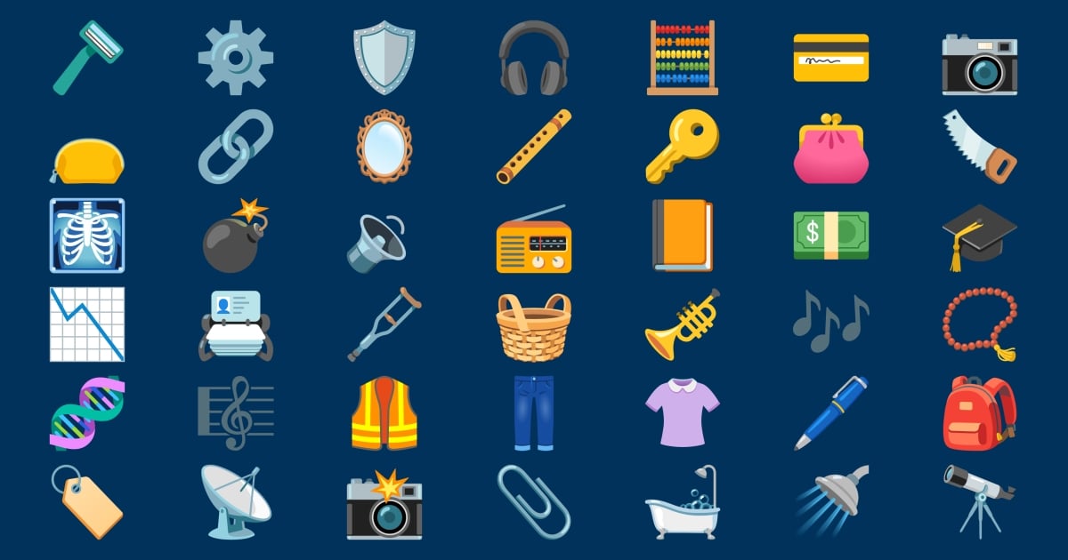 📷 Objetos Emojis ️ 🎤 👓 📁 🪘 🧴 📋
