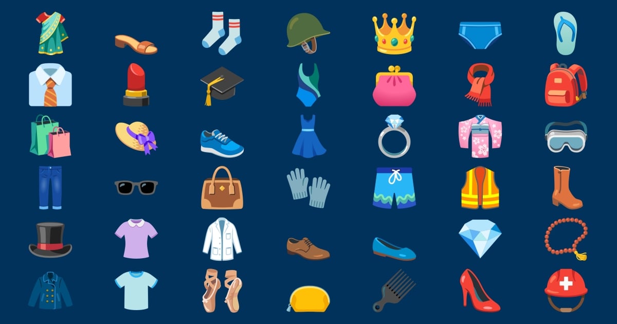 👒 Abbigliamento & Vestiti Emoji 🥾 🛍️ 🩱 🧣 📿 👞 🩴