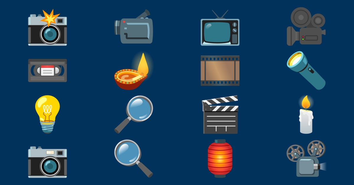 🎥 Luce & Video Emoji 🎞️ 🔎 🔦 📽️ 🕯️ 📷