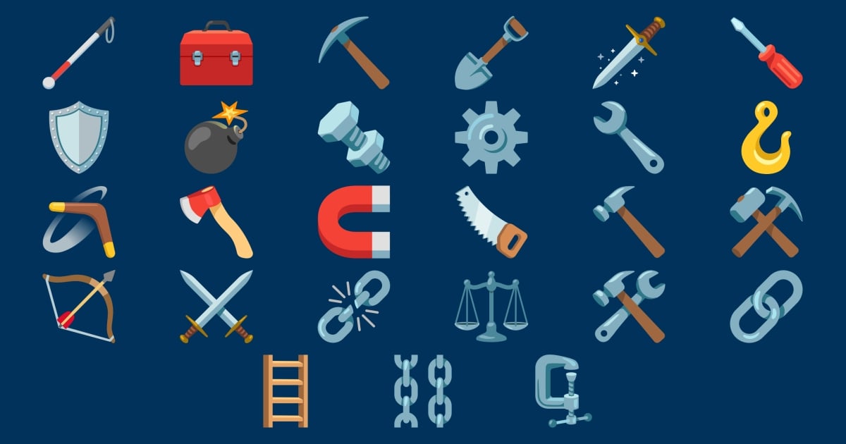 🔨 Tools Emojis 🪝 🏹 🔩 💣 🪓 🔧 🧰