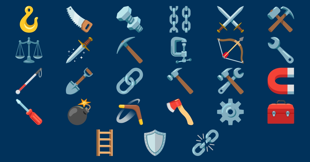 🔨 Herramientas Emojis 🪝 💣 🏹 🦯 🗡️ 🪓