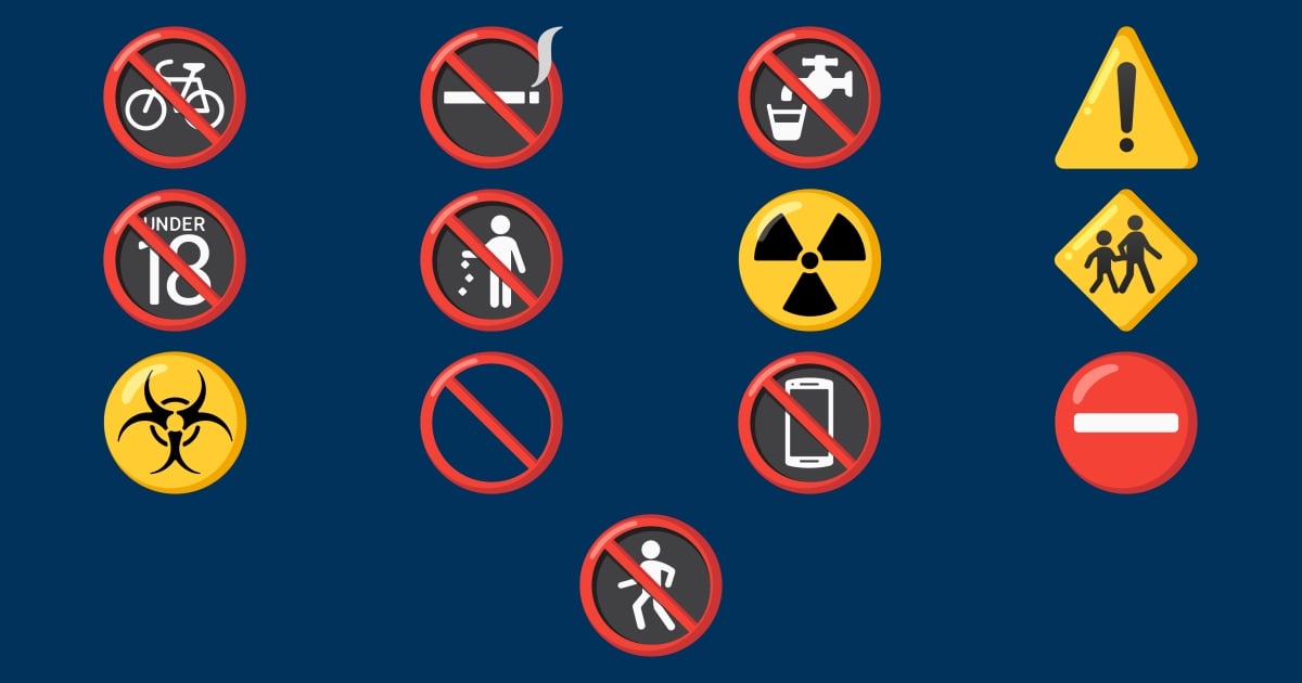 ⚠️ Warnings Emojis 📵 🚷 🚱 ☣️ ☢️ 🚳 ⛔