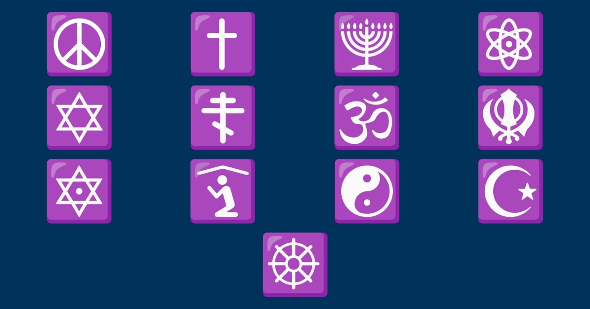 🛐 Religion Emojis 🕉️ ☦️ 🕎 ☪️ 🪯 🔯