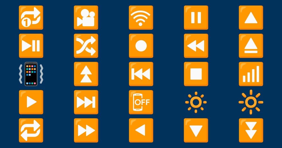 🔀 Audio & Video Symbols Emojis ️ 🔆 ⏬ ⏭️ 🔼 ⏩