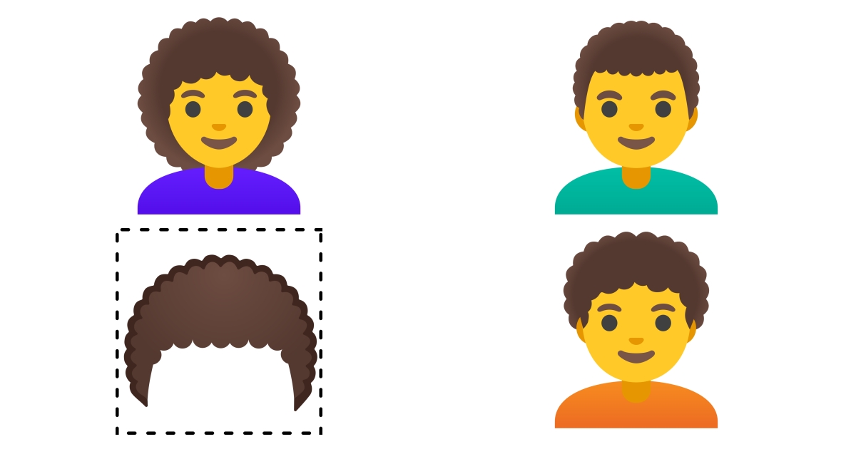 🦱 Curly Hair Emojis 👨‍🦱 👩‍🦱 🧑‍🦱