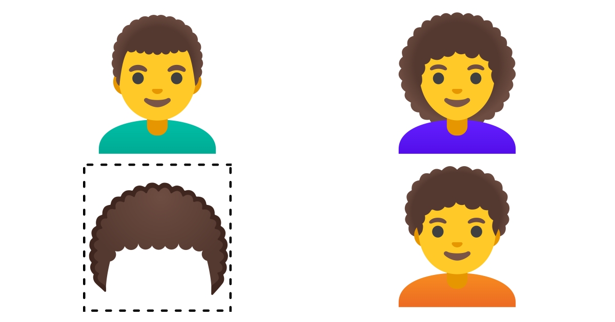 🦱 Penteado: Cabelo Cacheado Emojis 👩‍🦱 👨‍🦱 🧑‍🦱