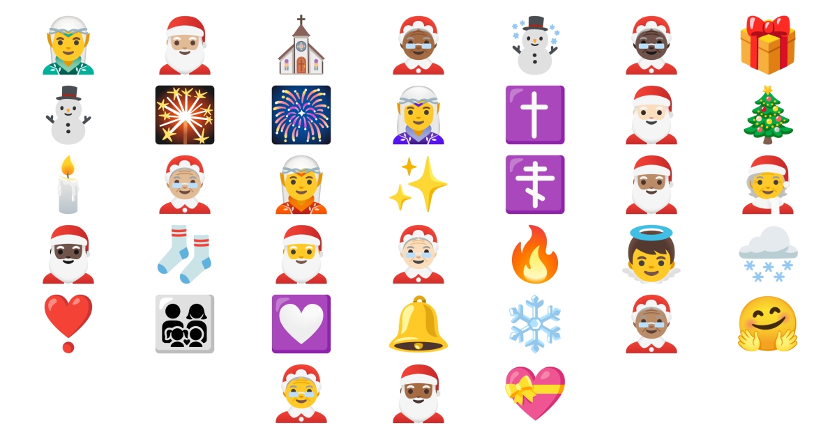 🎄 Noël Emojis ⛪ 🎅🏾 🧝‍♀️ 🧑‍🎄 ⛄ ️ 🎇