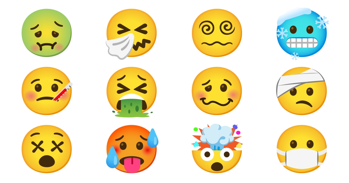 😷 Visages Malades Emojis 😵 🤯 🤧 🤮 🥴 🥵