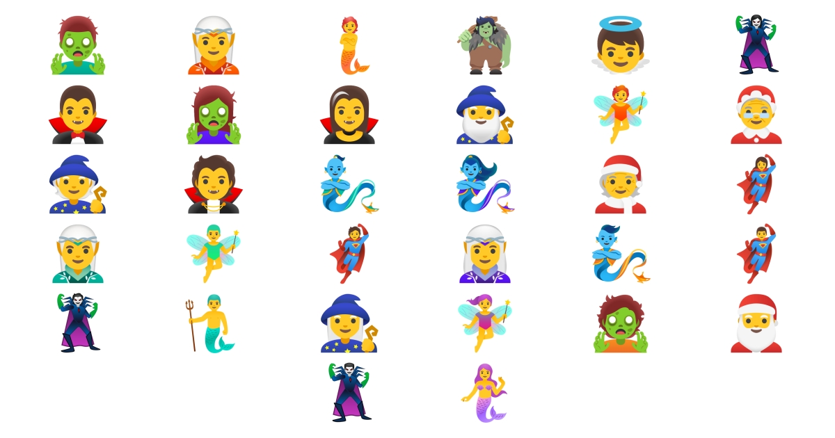 👼 Fantasia & Fiaba Emoji 🤶 🧟‍♀️ 🧛 🦹 🎅 🧌