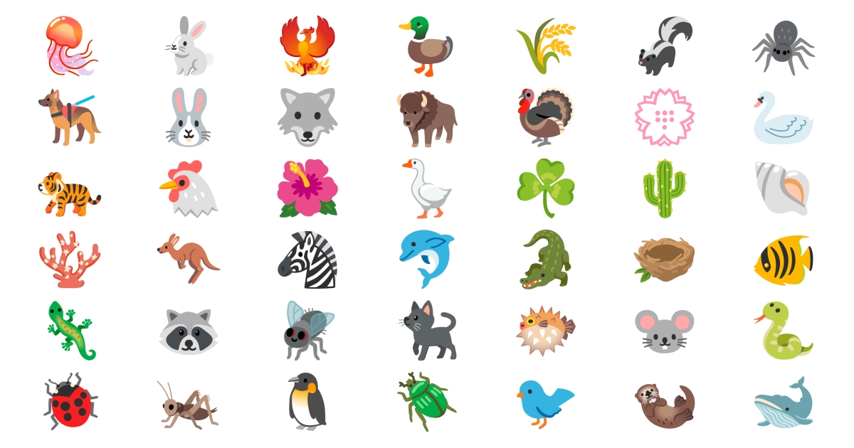 🐢 Animaux & Nature Emojis 🌻 🫎 🐷 🐧 🐻 🐔 💮