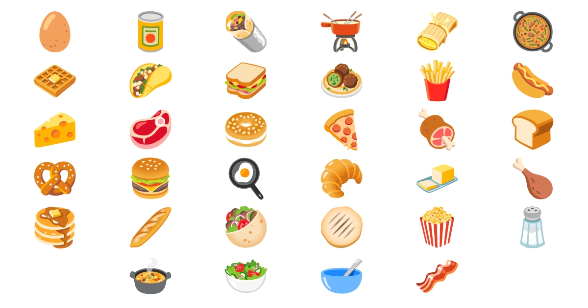 🍞 Bakery, Meals & Snacks Emojis 🍔 🥐 🥖 🥗 🥞 🧂 🍖